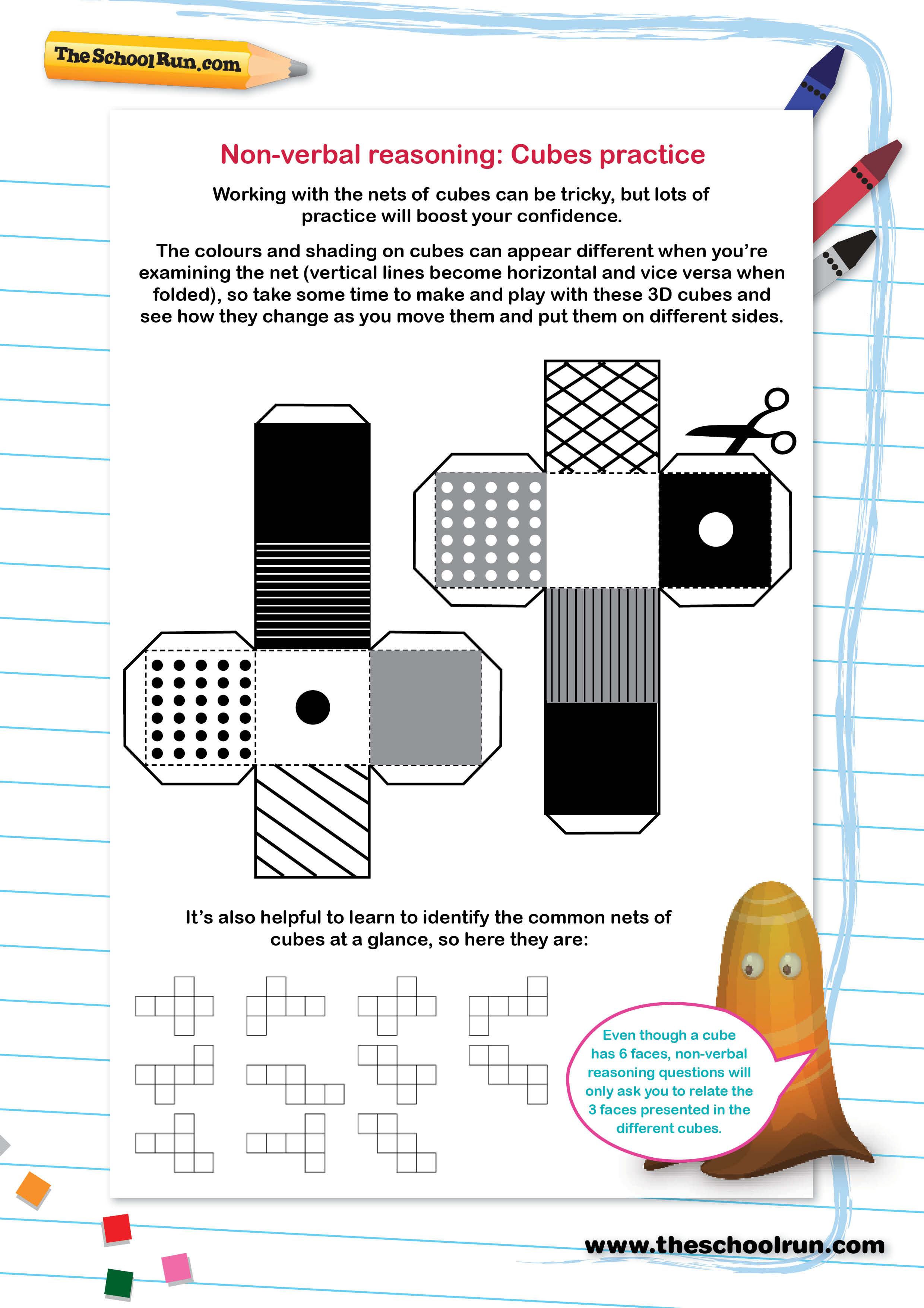 Non-verbal reasoning: Cubes practice | TheSchoolRun Non-verbal reasoning: Cubes practice | TheSchoolRun